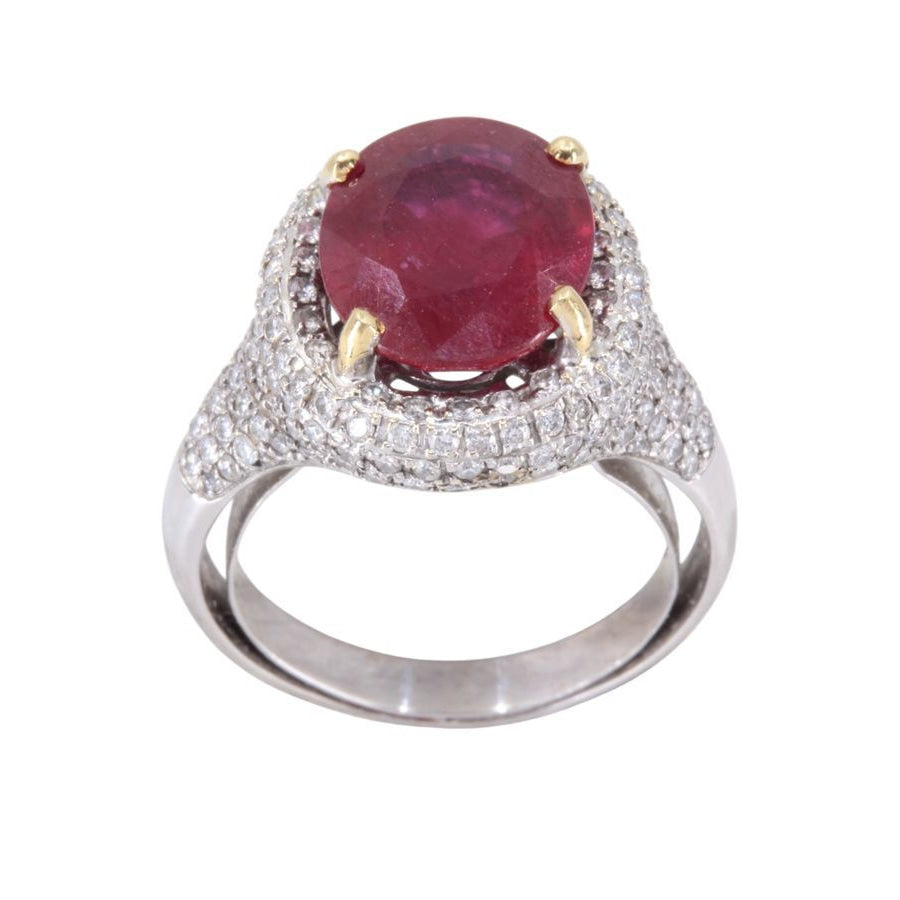 Ring pigeon's blood ruby and diamonds in white gold – Castafiore
